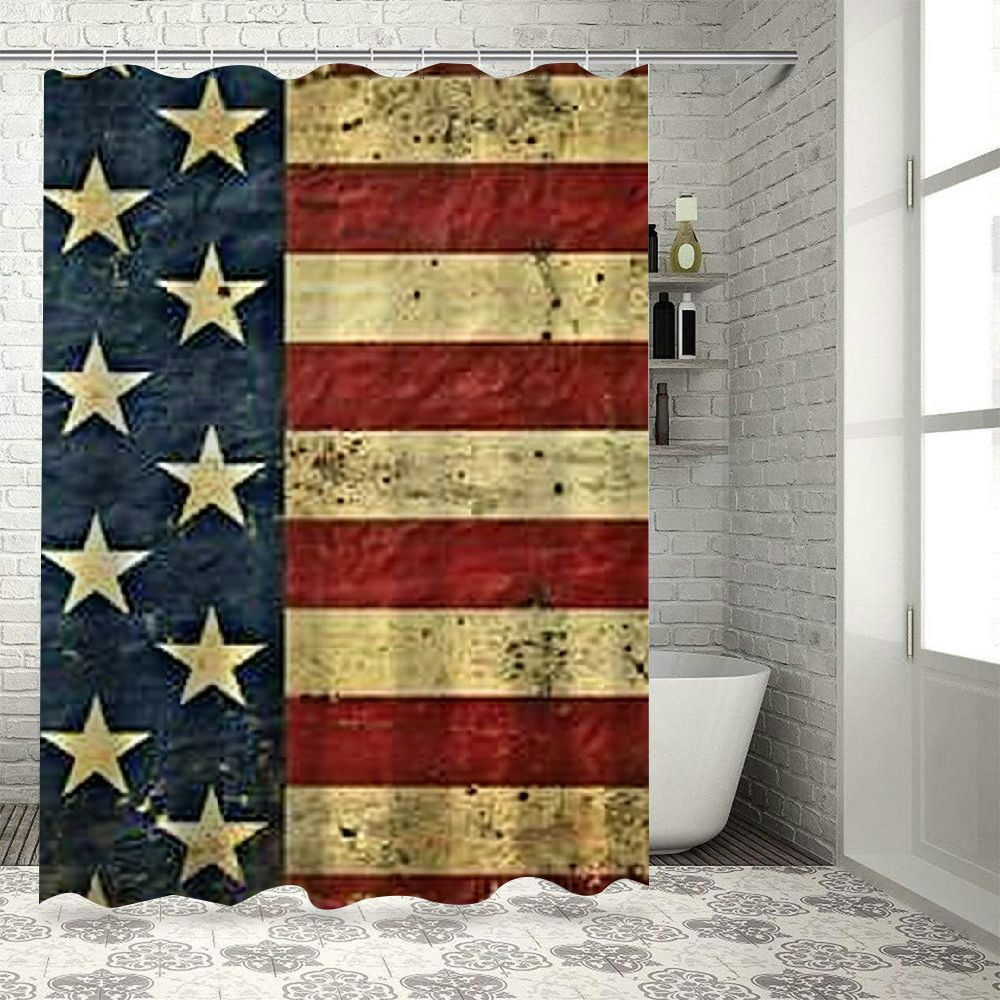 Creowell American USA Flag Shower Curtain Vintage, 4th July ...
