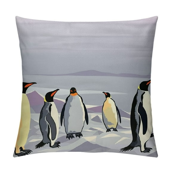 Creowell Animal Throw Pillow Cushion Cover, Penguins on Polar Land ...