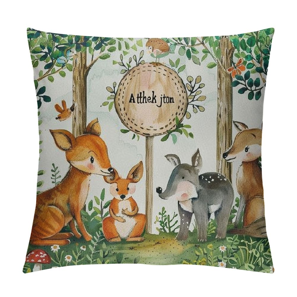 Creowell Animals Sign Folk Art Print Pillow Covers for Couch Aesthetic ...