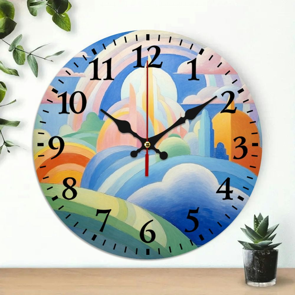 Creowell Art Deco Wall Clock for Living Room, Battery Operated, Perfect for Decorating Living ...