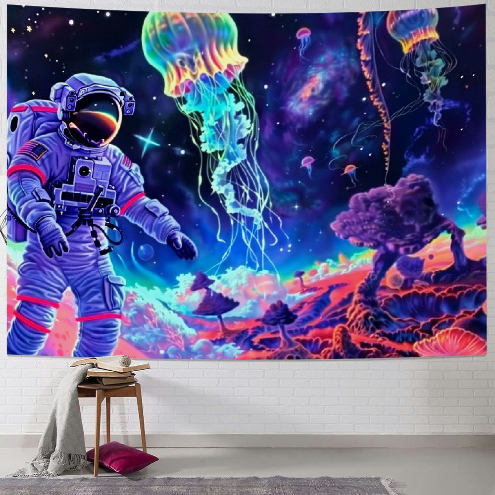 Creowell Astronaut Jellyfish Tapestry Trippy Mushroom Tapestry Fantasy ...