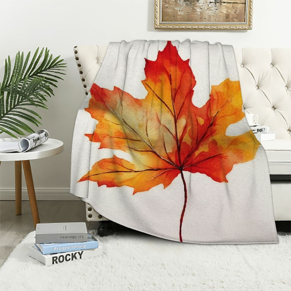 Creowell Autumn Leaves Print Throw Blanket for Bed Couch Car Kids and ...