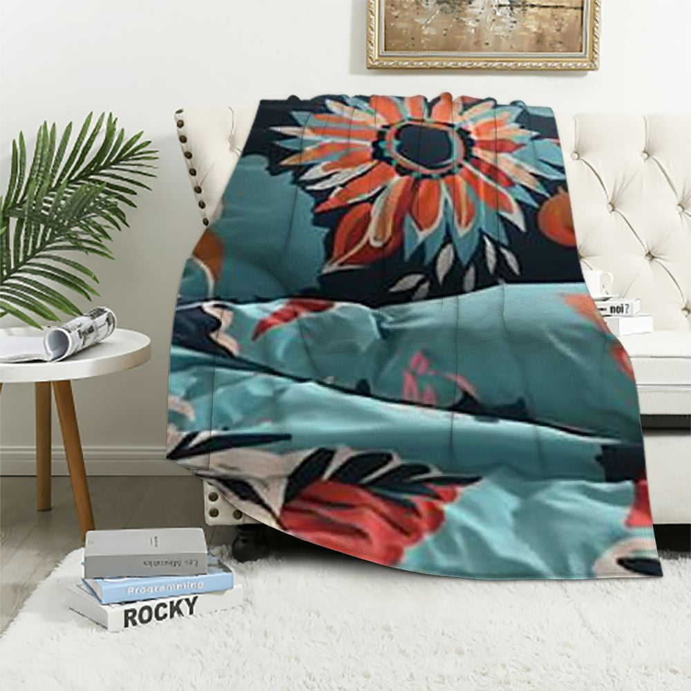 Creowell Aztec Tribal Art Throw Blanket, Abstract Symmetry Geometric ...