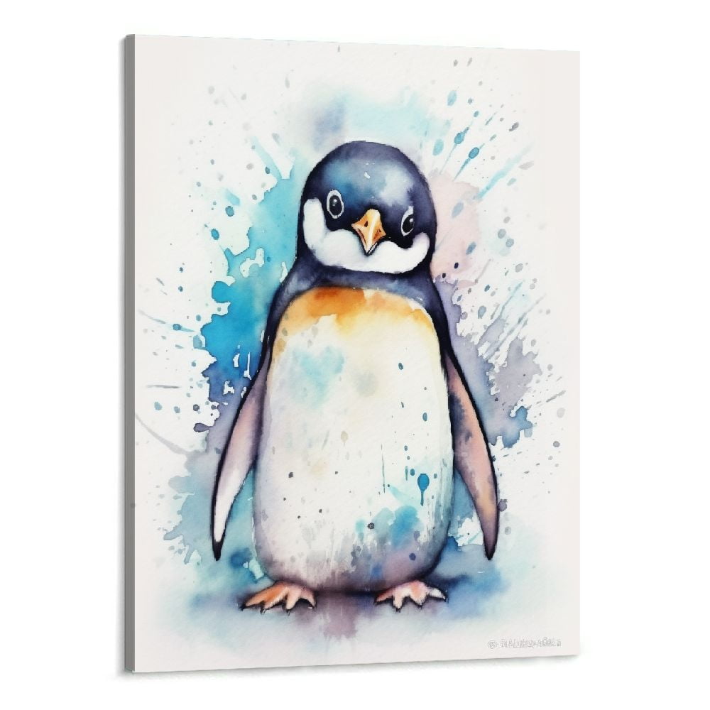 Creowell Baby Penguin Abstract Watercolor Wall Art Prints, Animal ...