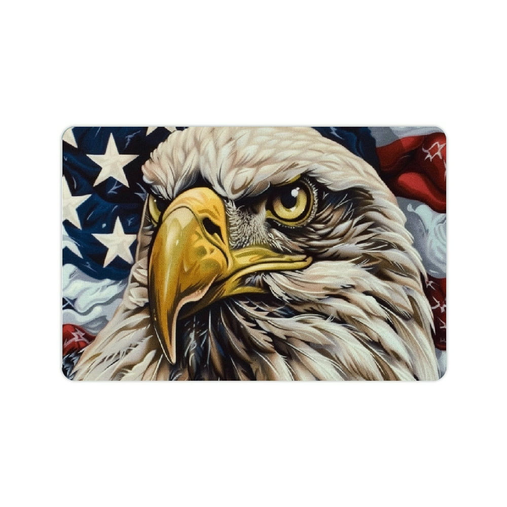 Creowell Bald Eagle Stars American Flag Diatom Mud Mat Non-Slip 24x16in ...