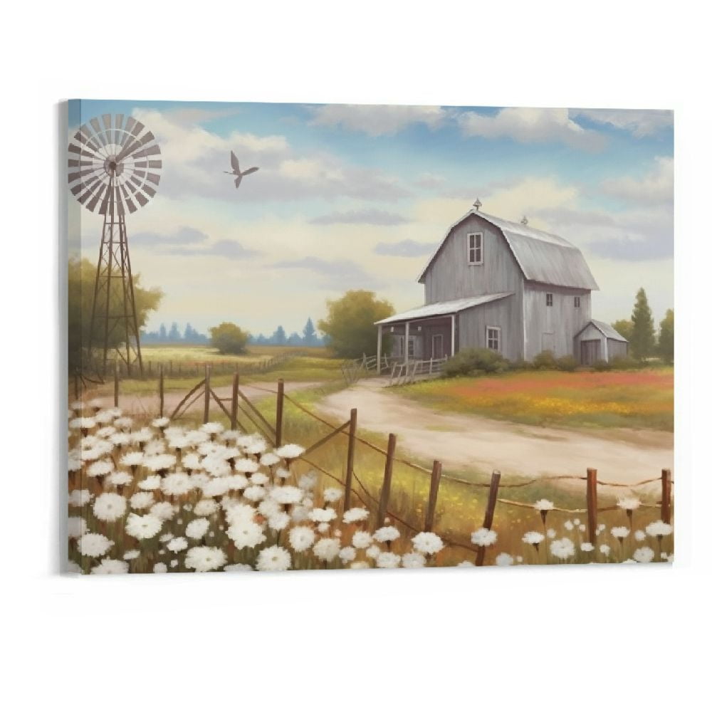 Creowell Barn Prints Farmhouse Old Barn Wall Art Barn Painting Barn and ...