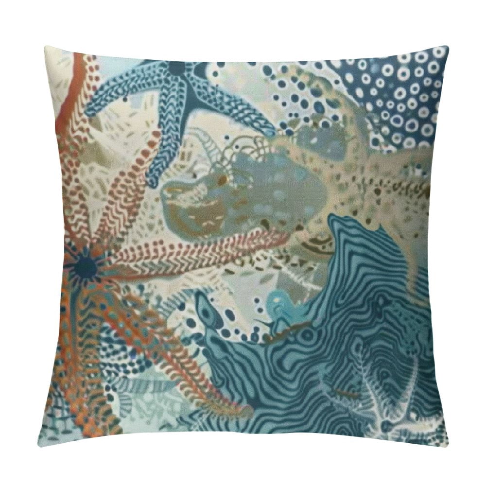 Creowell Beach Ocean Starfish Seashell Nautical Coastal Farmhouse Throw ...