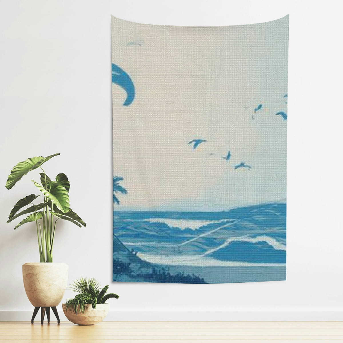 Creowell Beach Scene Birds Wall Hanging Tapestry 100% Polyester Art 40 ...