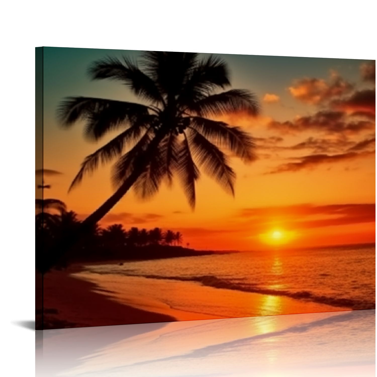Creowell Beach Sunset Pictures Canvas Wall Art For Living Room Bedroom ...