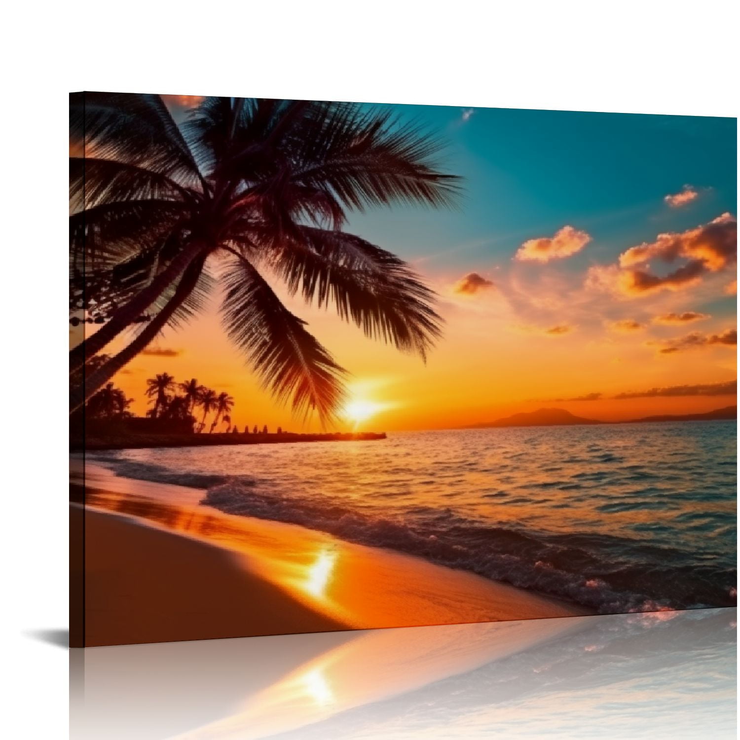 Creowell Beach Sunset Pictures Canvas Wall Art For Living Room Bedroom ...