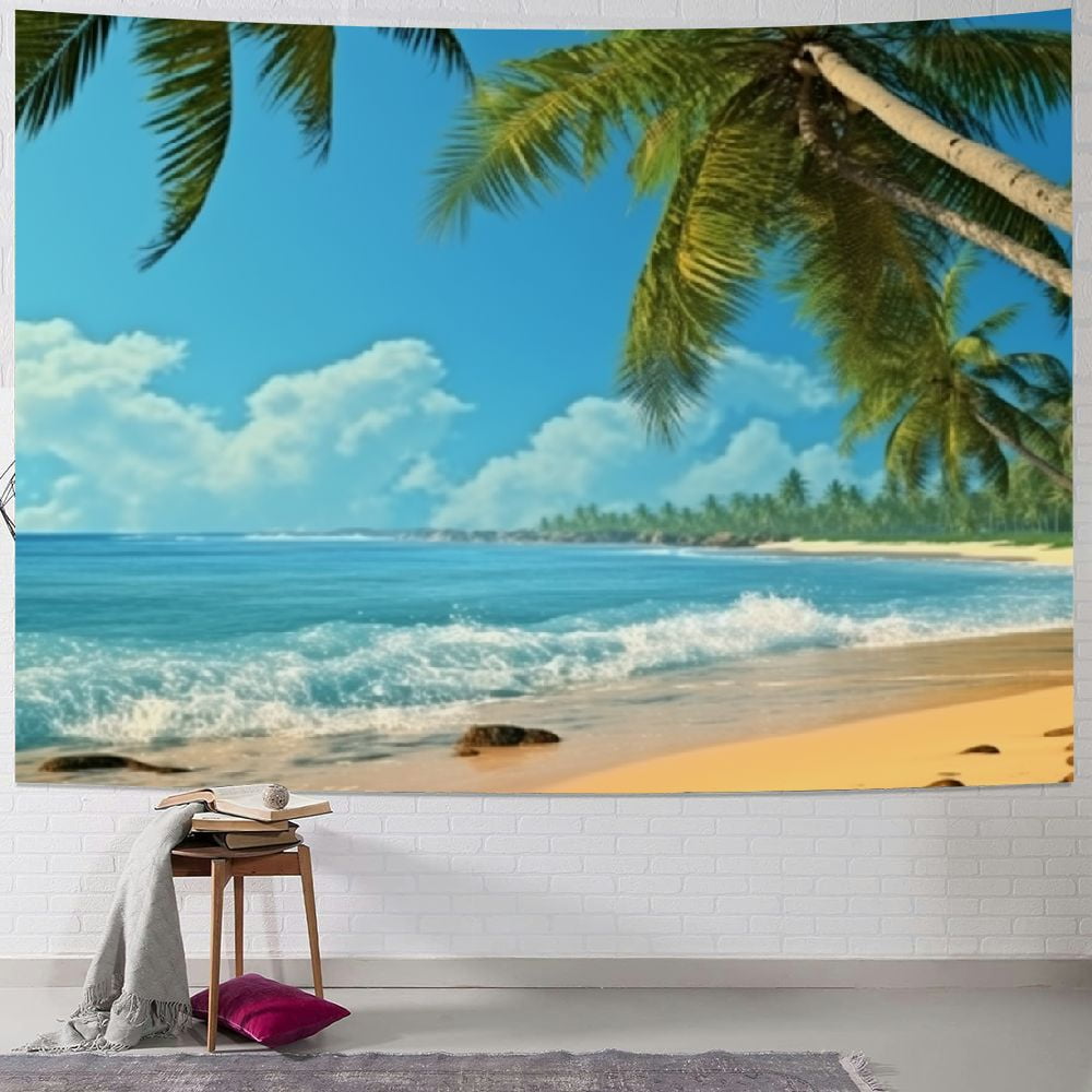 Creowell Beach Tapestry Wall Hanging Tropical Blue Ocean Landscape ...