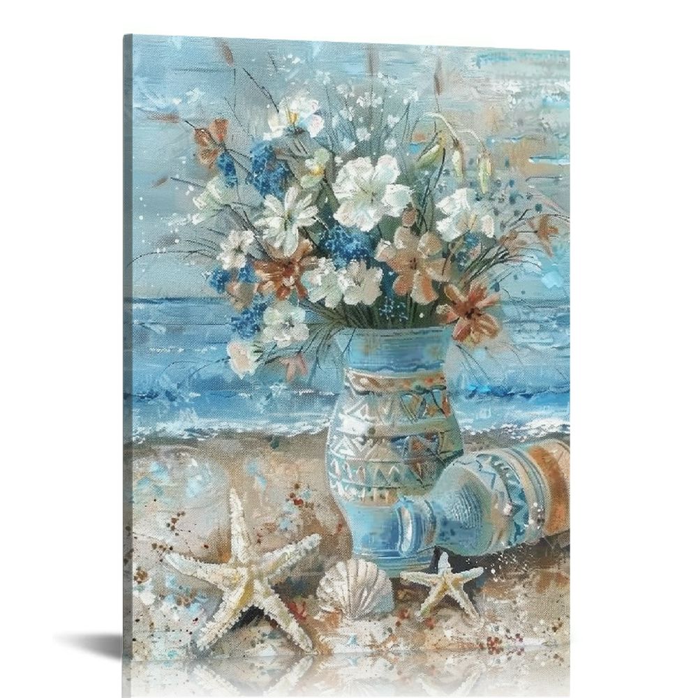 Creowell Beach Wall Art for Living Room Blue Ocean Theme Canvas Print ...