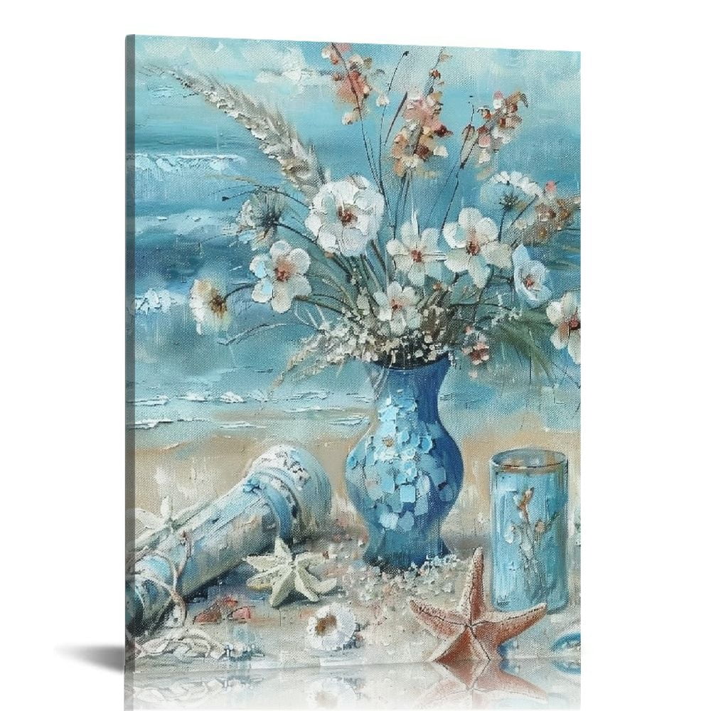 Creowell Beach Wall Art for Living Room Blue Ocean Theme Canvas Print ...