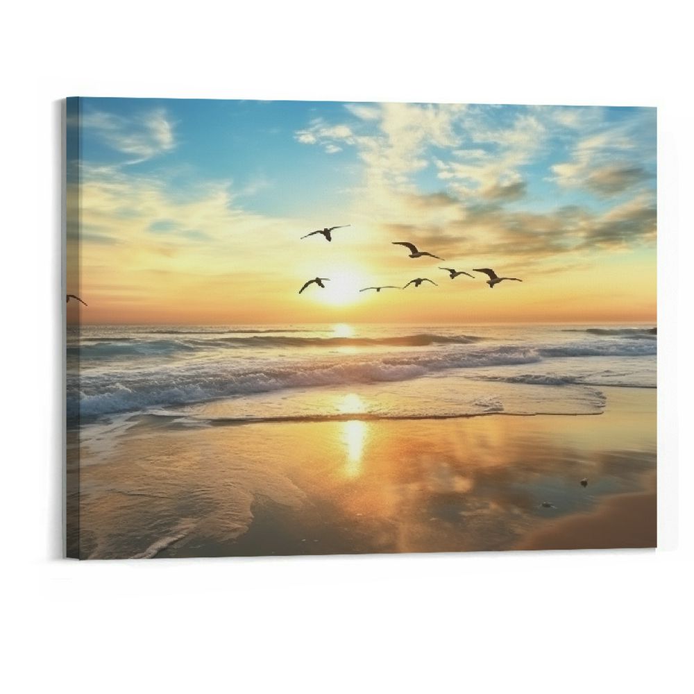 Creowell Beach Waves Nature Seascape Posters Canvas Print Wall Art ...