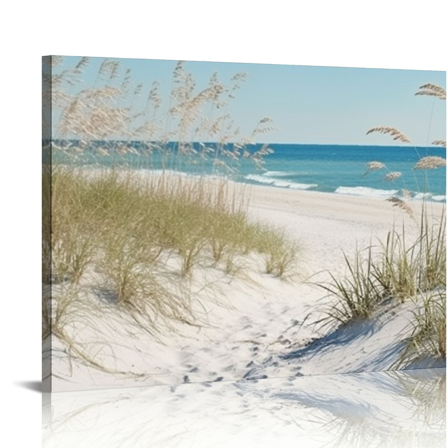 Creowell Beach Window Wall Art Canvas: Relaxing Bedroom Blue Ocean ...