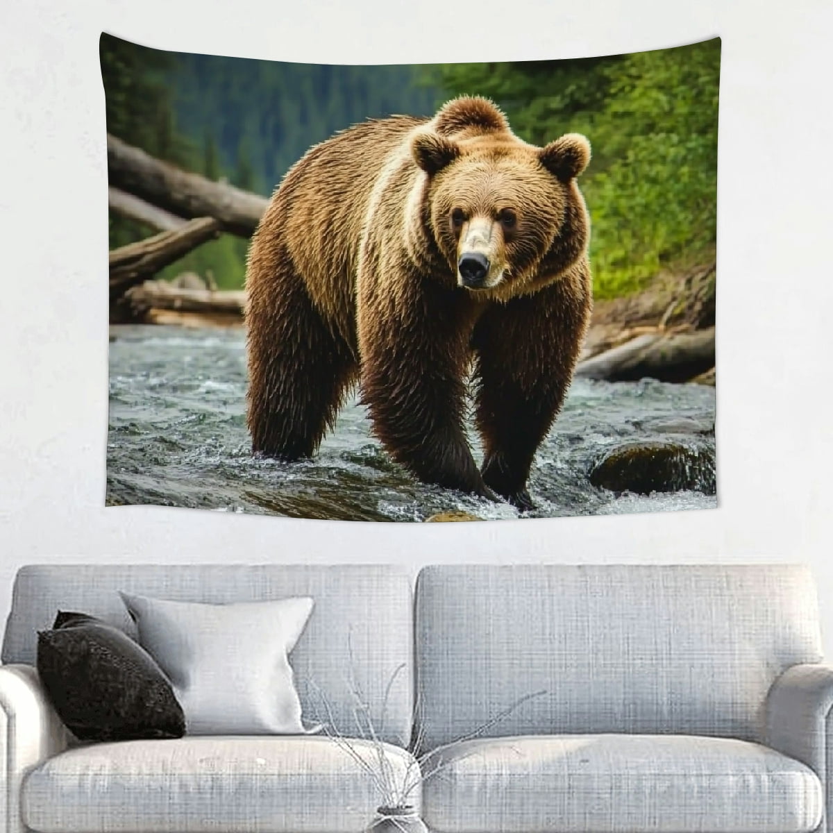 Creowell Bear River Forest Tapestry Wall Hanging 100% Polyester Art ...