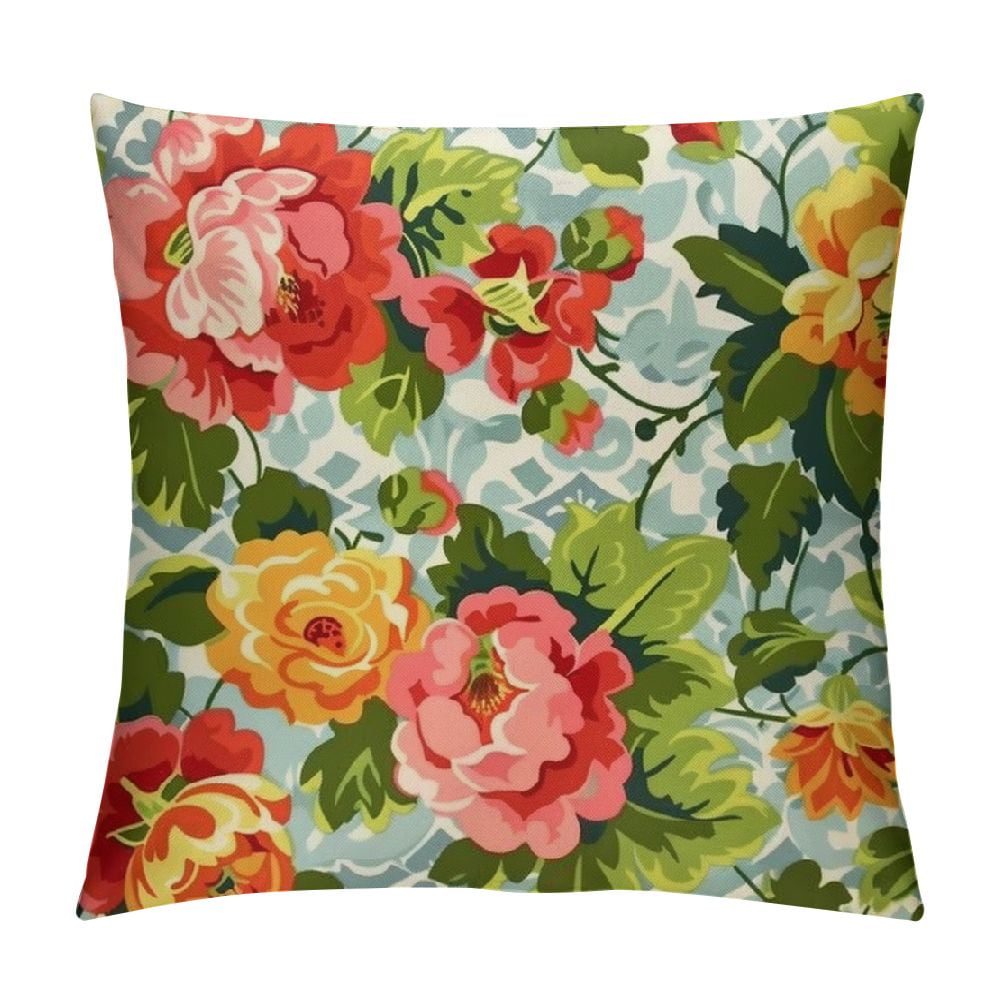 Creowell Beautiful Floral Throw Pillow Covers,Pink Shabby Chic Pink ...