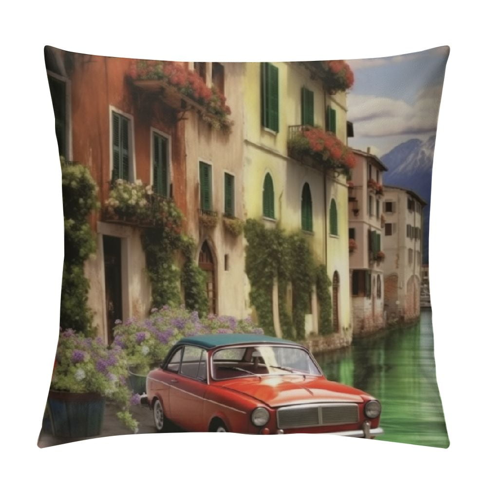 Creowell Beautiful Italy Print Throw Pillow Covers Pillowcase Soft ...