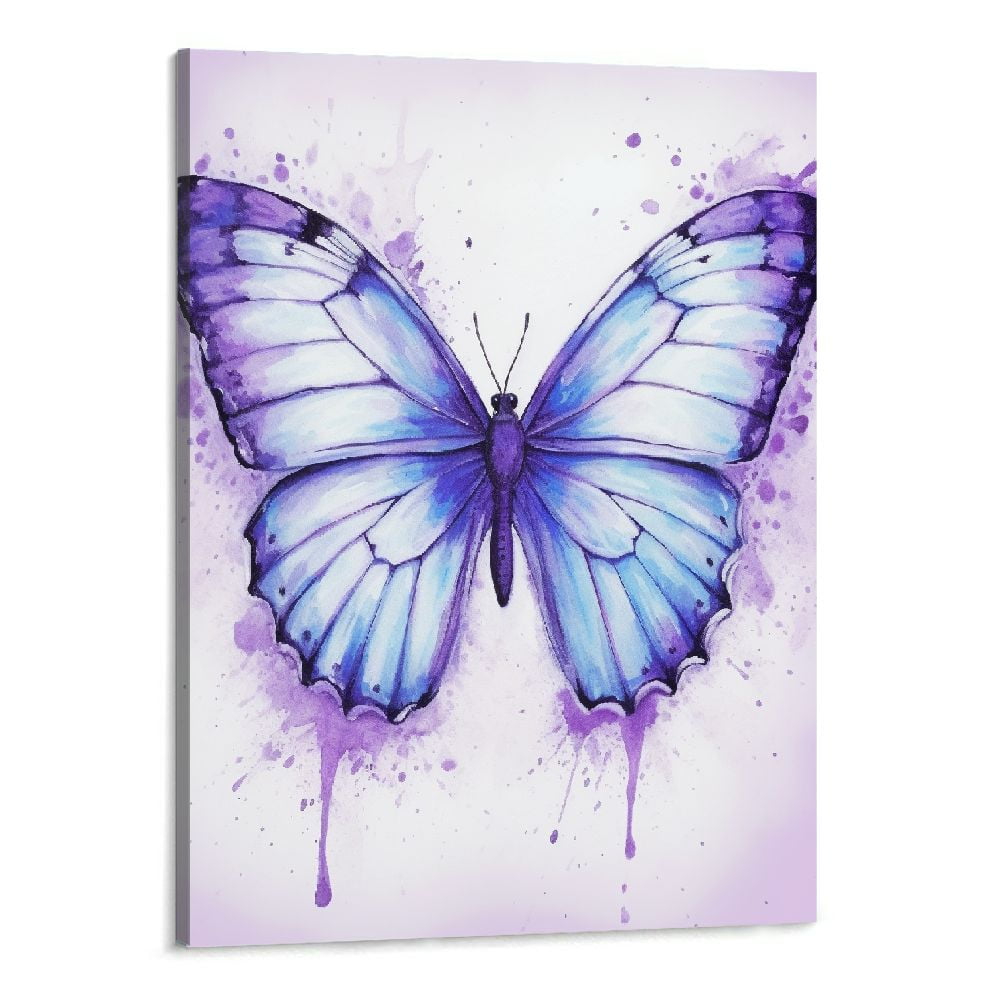 Creowell Beautiful Purple Butterfly Poster Wall Home Decor Painting and ...