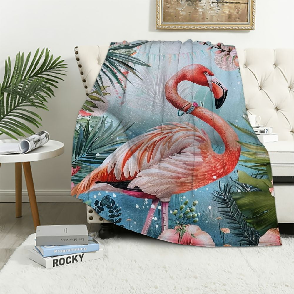Creowell Beautiful Tropical Flamingo Blanket Gifts for Women Adult ...