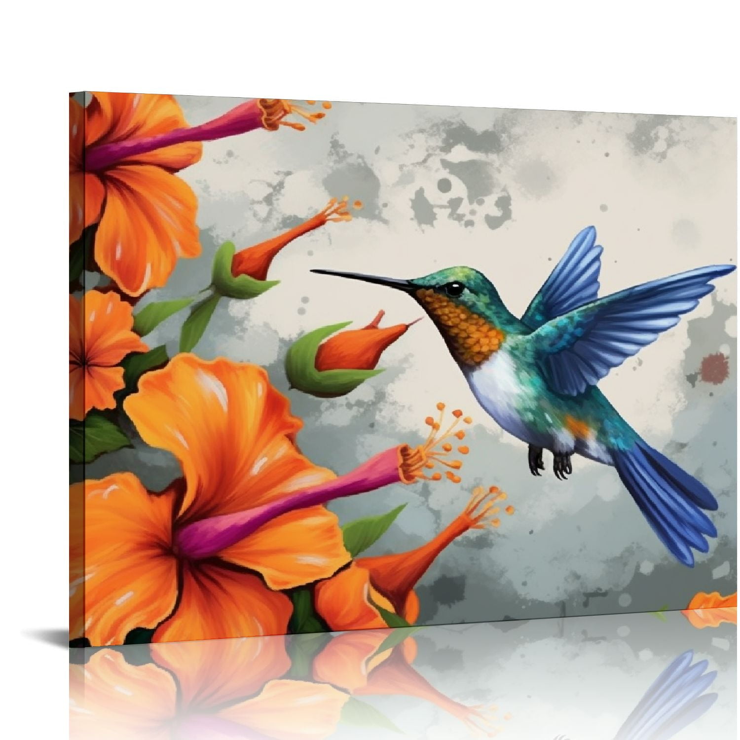 Creowell Bird Painting Art Prints Abstract Hummingbird with Hawaii ...