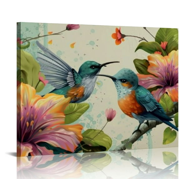 Creowell Bird Painting Art Prints Abstract Hummingbird with Hawaii ...