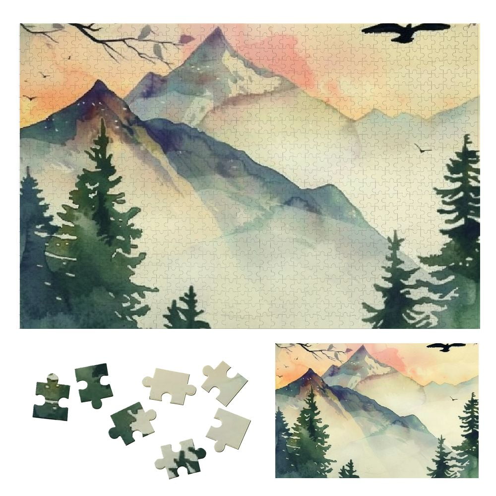 Creowell Bird Trees Mountain Wooden Jigsaw Puzzle Family Friends Gift ...