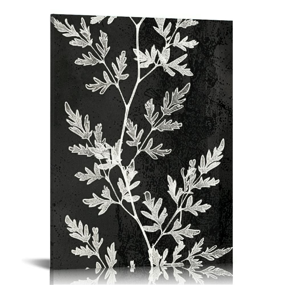 Creowell Black Tan Fern Leaf Framed Canvas Wall Art , Botanical Wall ...