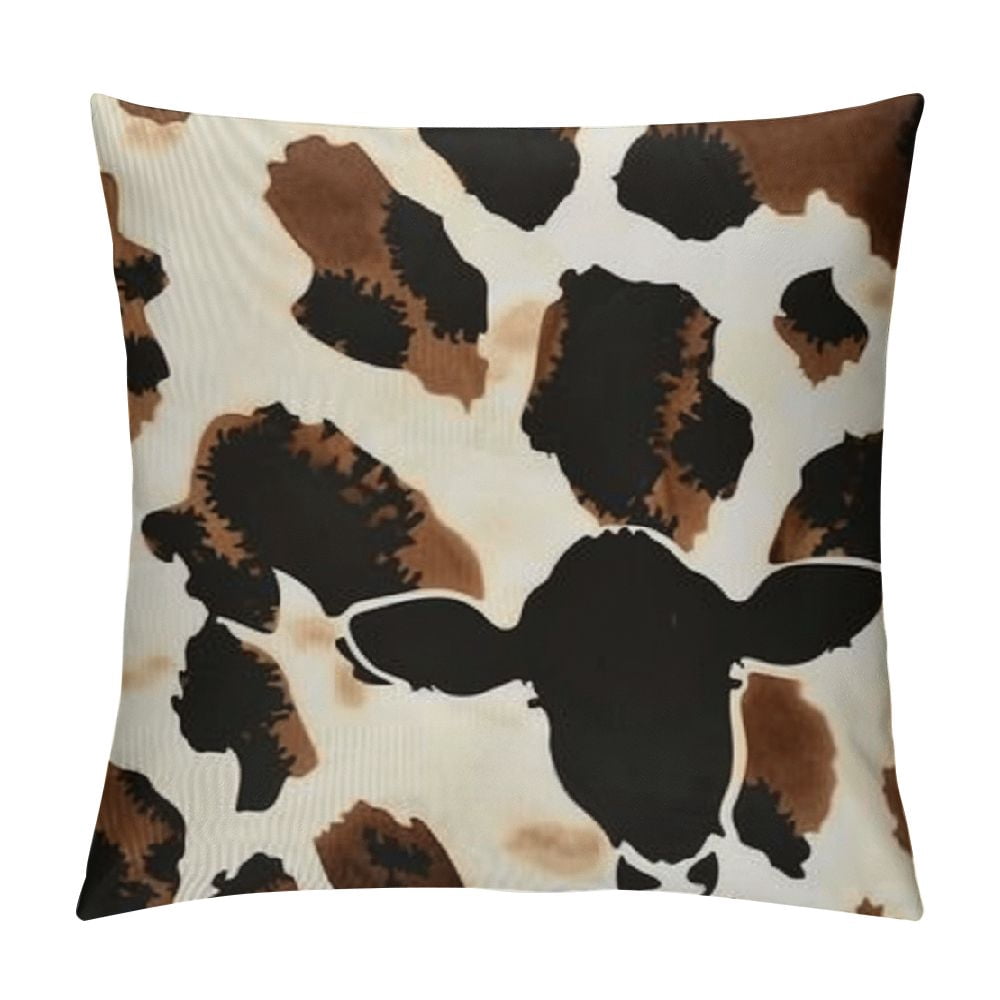 Creowell Black and brown cow spots Print Decorative Throw Pillow Covers ...