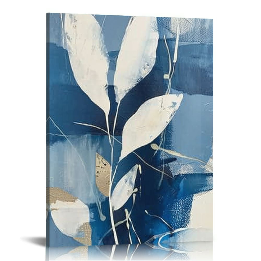 Creowell Blue Abstract Wall Art Canvas Blue and Grey Wall Pictures ...