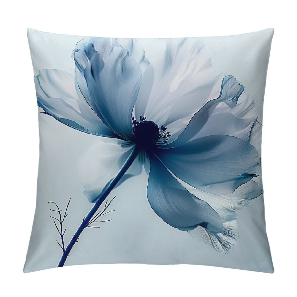 Creowell Blue Flickering Flower Modern Abstract Pillow Covers White ...