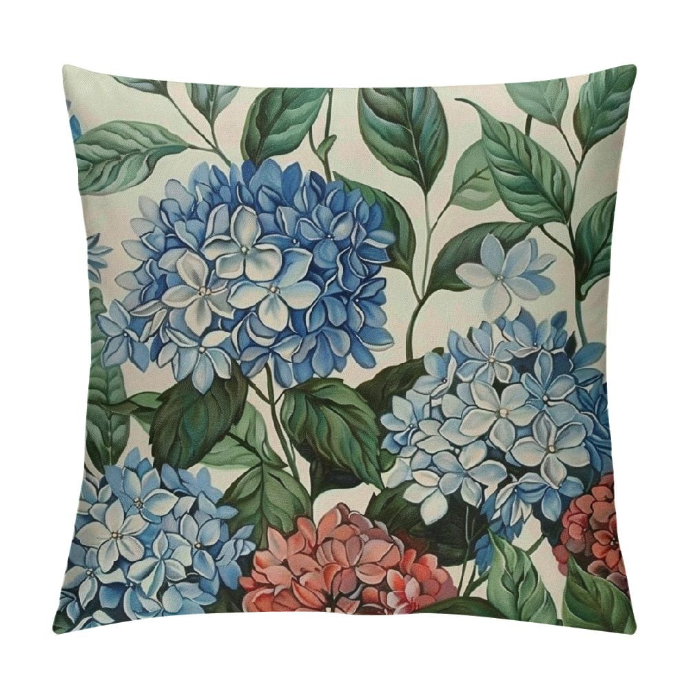 Creowell Blue Hydrangea Throw Pillow Covers Bless This Home Sweet Home ...
