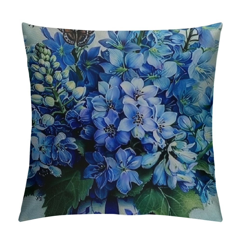 Creowell Blue Hydrangea Wildflower Spring Throw Pillow Covers Outdoor ...