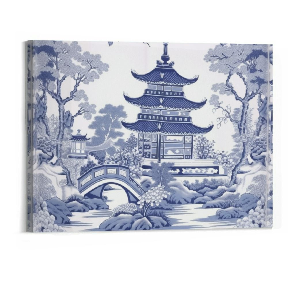 Creowell Blue Pagoda Canvas Prints Chinoiserie Chic Asian Painting On ...