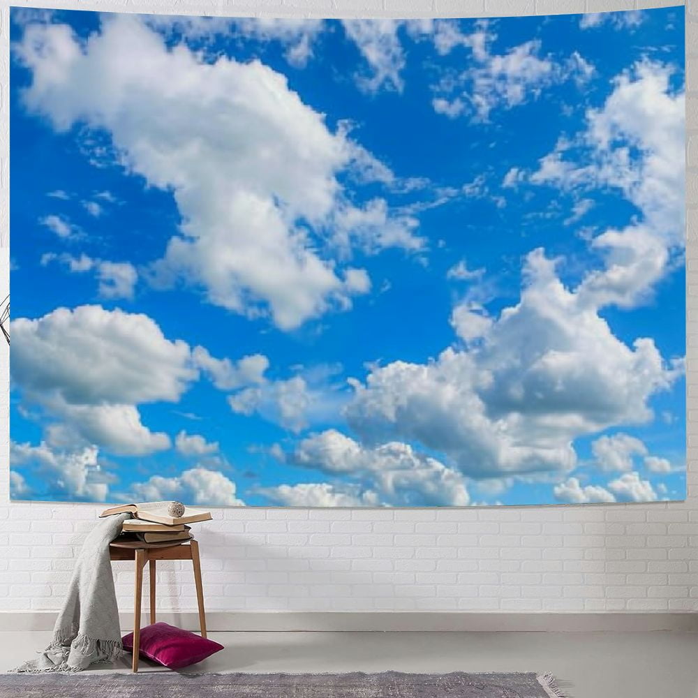Creowell Blue Sky Tapestry Wall Hanging White Clouds Tapestry Backdrop ...