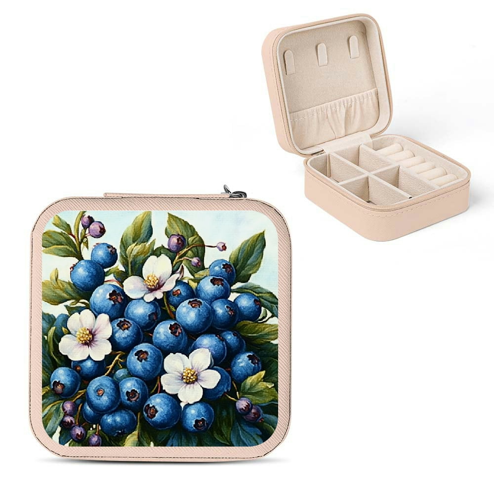 Creowell Blueberries Flowers Painting Travel Jewelry Box for ...