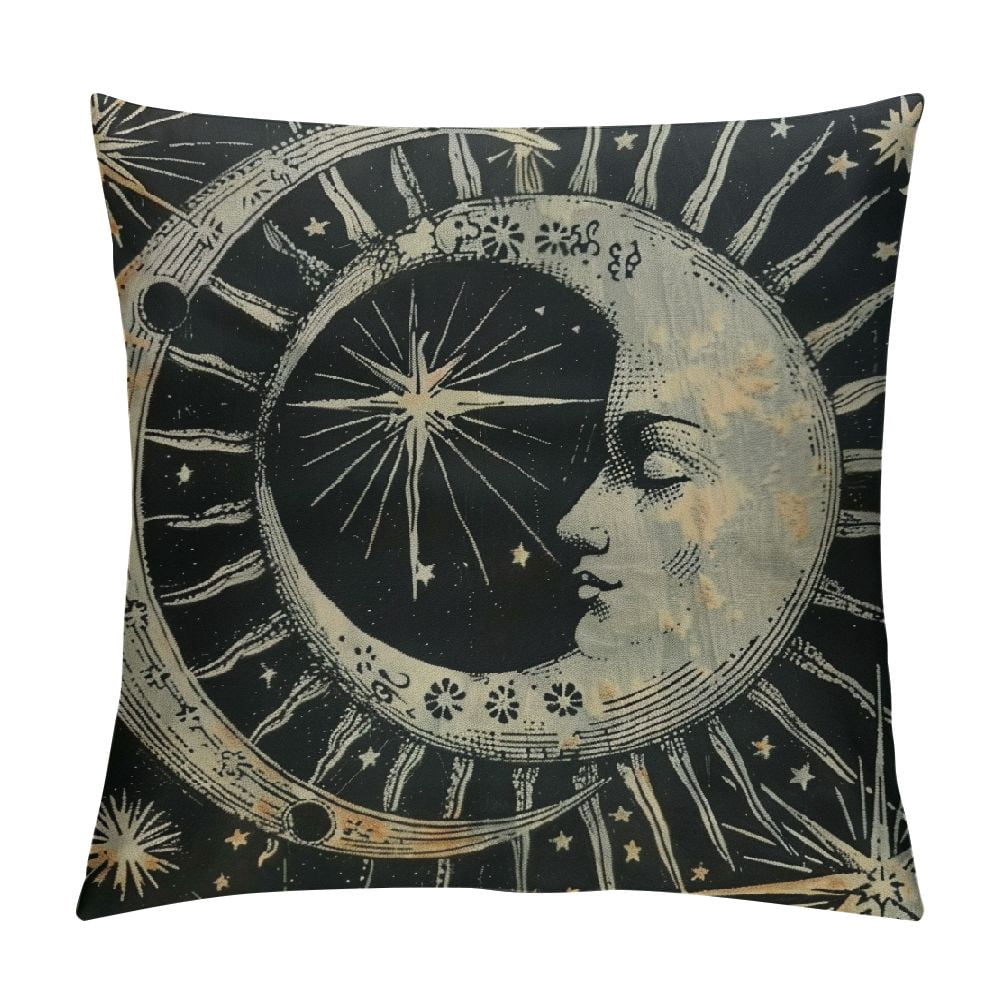 Creowell Bohemian Sun Moon Pillow Covers Galaxy Throw Pillow Covers for ...