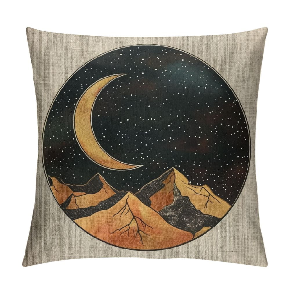 Creowell Boho Abstract Sun Moon Sea Sunset Sunrise Line Mountain Throw Pillow Covers, Boho ...