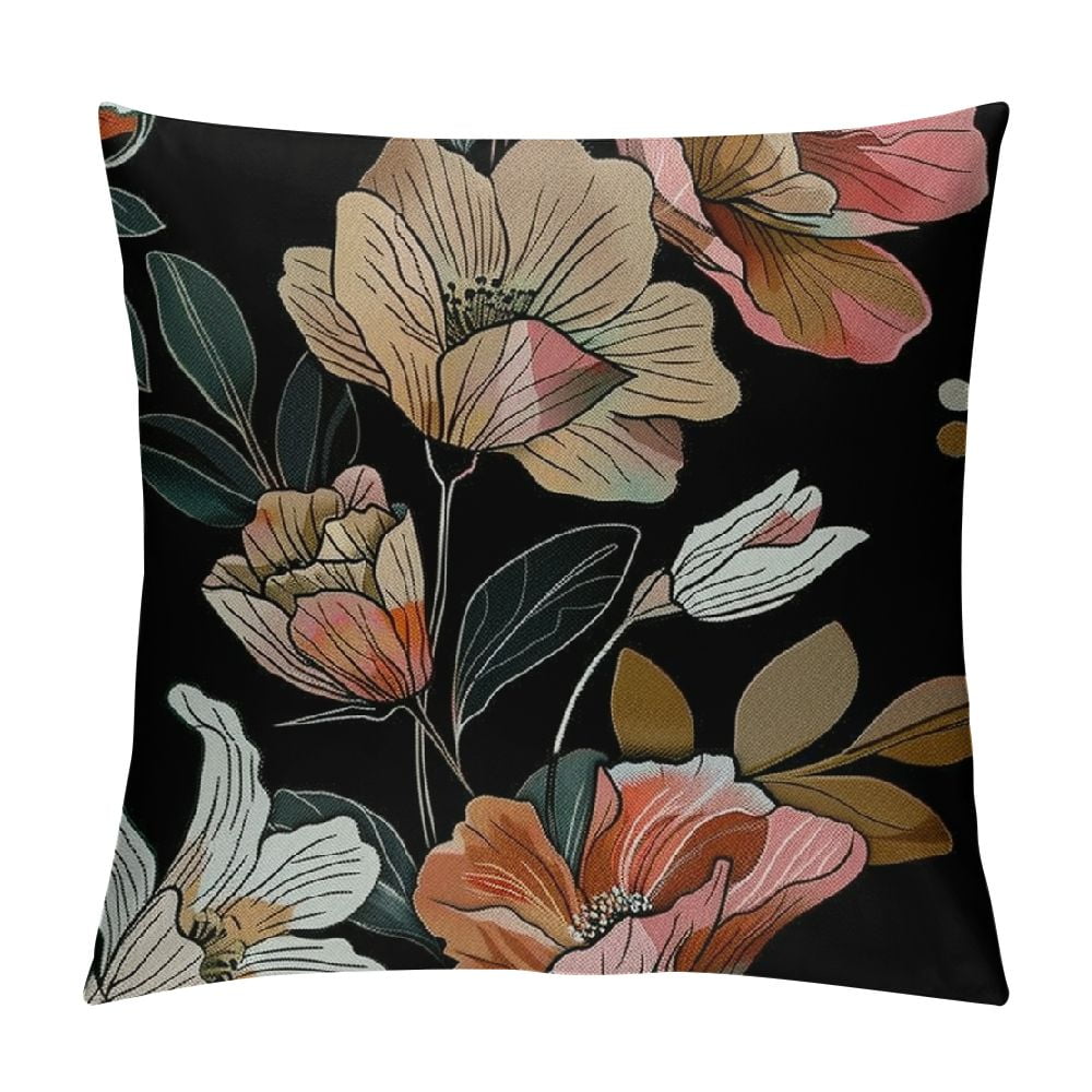 Creowell Boho Floral Pillow Covers , Vintage Flowers Summer Spring ...