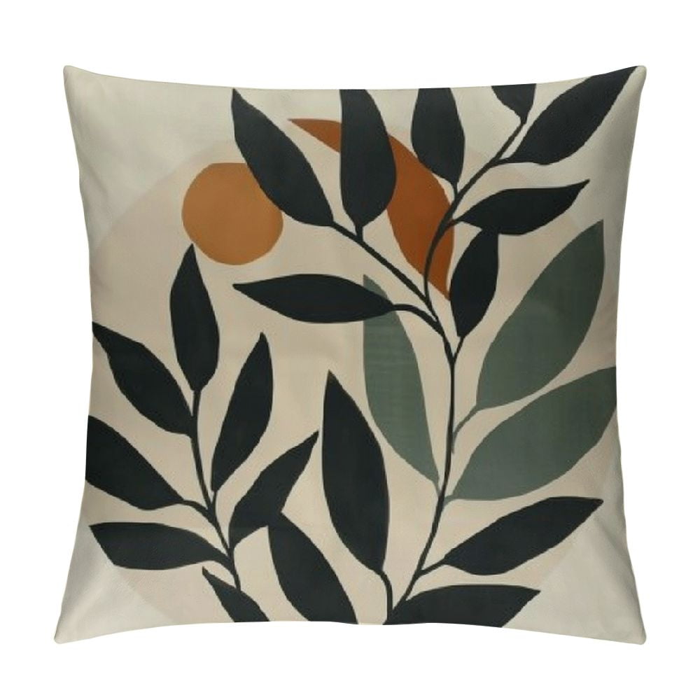 Creowell Boho Pillow Covers, Boho Mid Century Sun Botanical Leaf ...