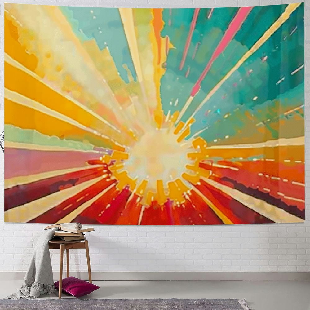 Creowell Boho Rainbow Sun Tapestry Horizontal Hippie Tapestries Wall ...