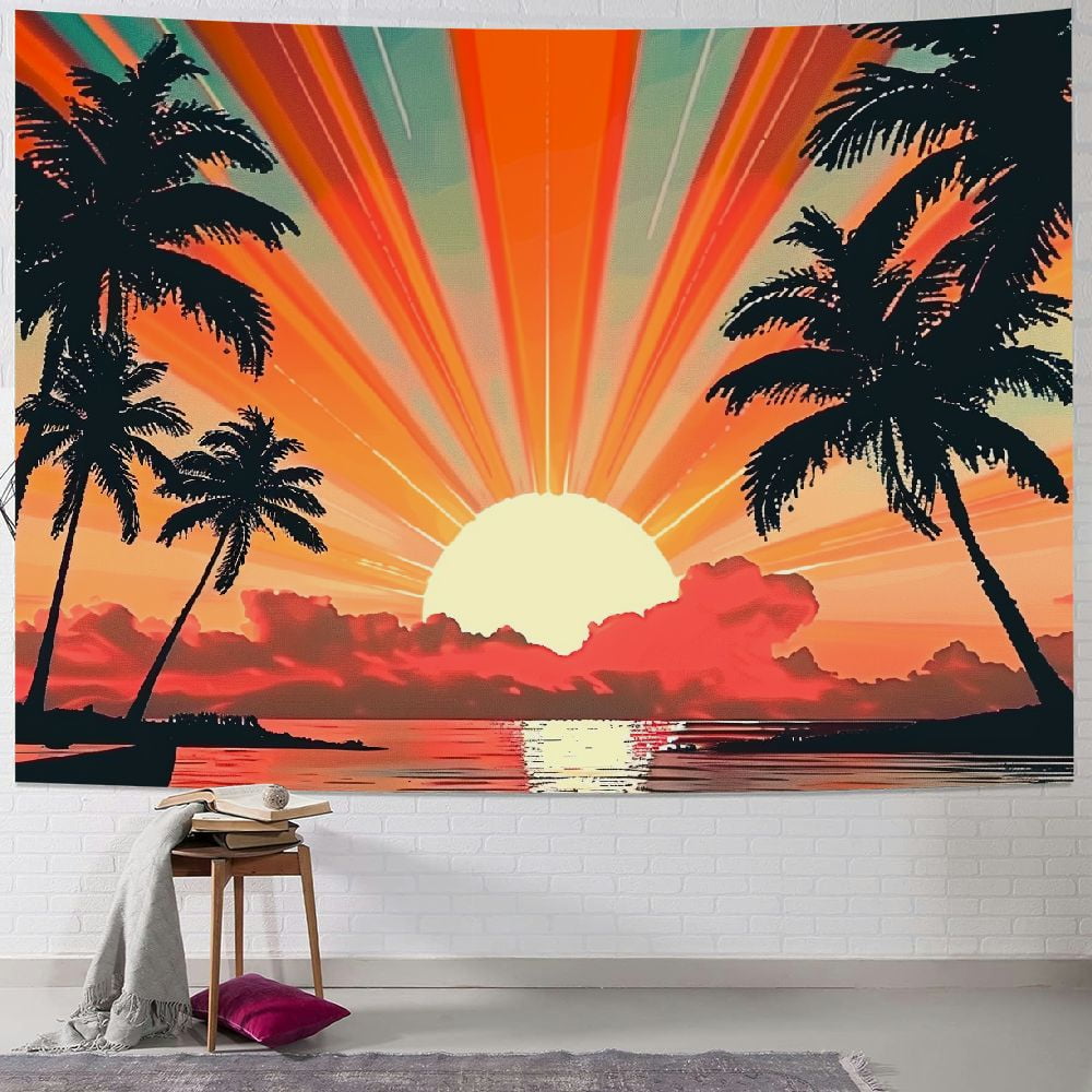 Creowell Boho Sun Tapestry Wall Hanging Retro 70s Rainbow Tapestries ...