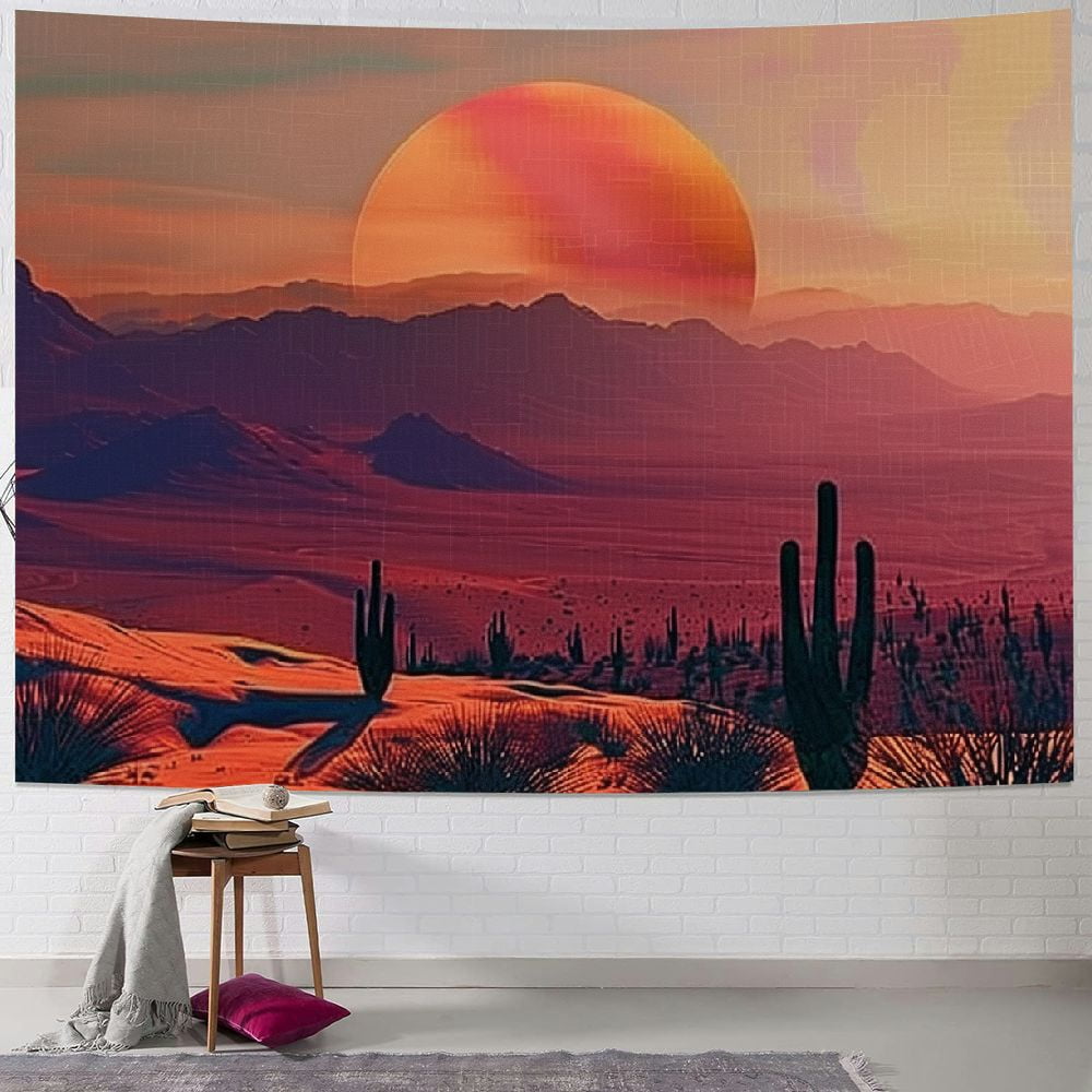 Creowell Boho Western Tapestry Modern Southwestern Mountain Cactus ...