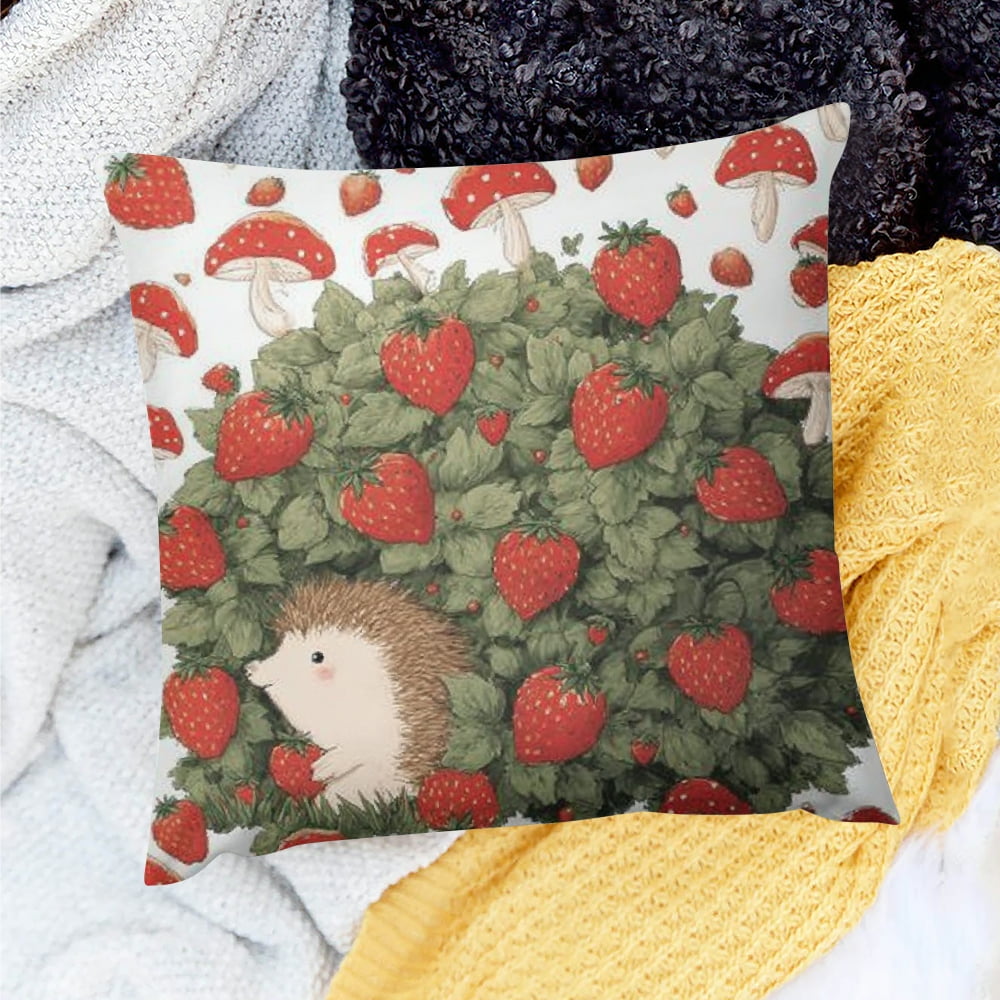 Creowell Boys Girls Hedgehog Cushion Case Strawberry Throw Pillow ...