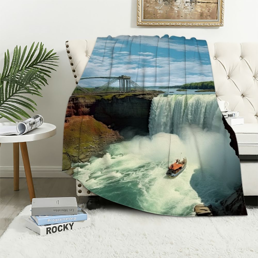 Creowell Bridge Waterfall Boat Throw Blanket for Couch Sofa Bed Office ...