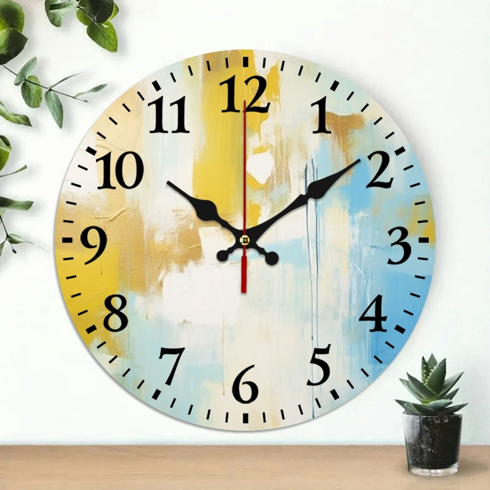 Creowell Brush Strokes Print Wall Clock, Battery Operated, Ideal for ...