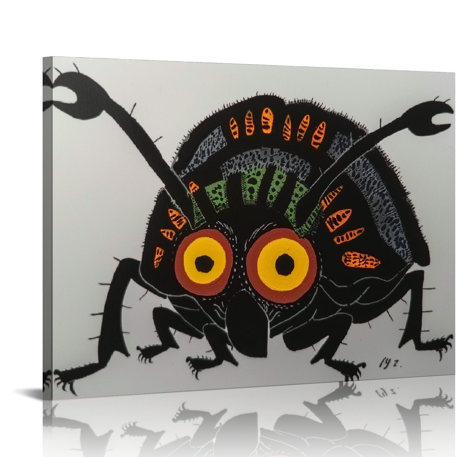 Creowell Bug Yellow Eyes Black Body Canvas Print Wall Art Decor 16x12in ...