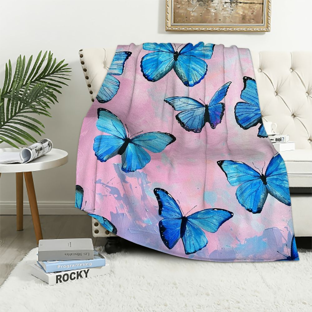 Creowell Butterfly Blanket Blue Butterfly Throw Blankets Butterfly ...