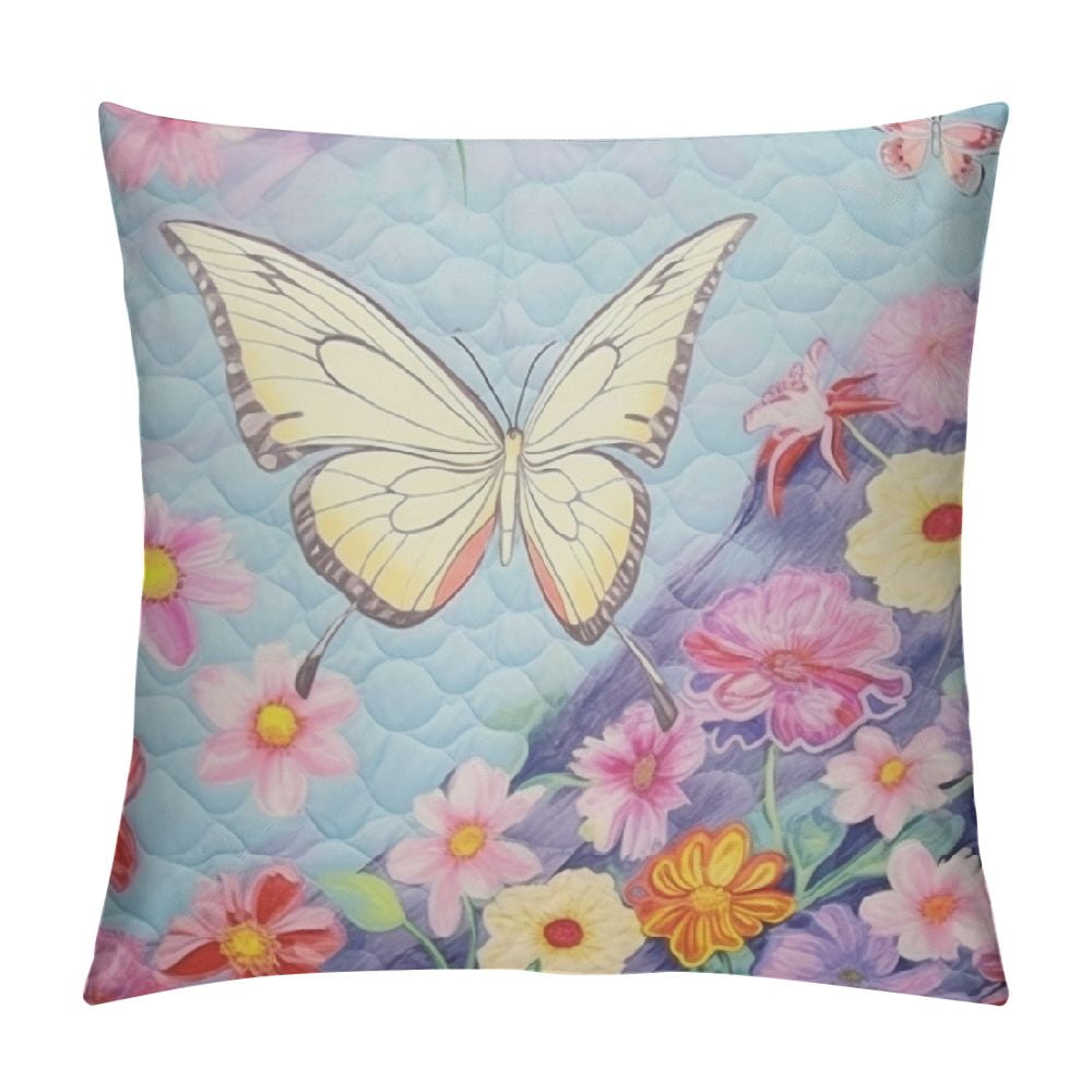 Creowell Butterfly Cushion Case Throw Pillow Covers Butterflies Print ...