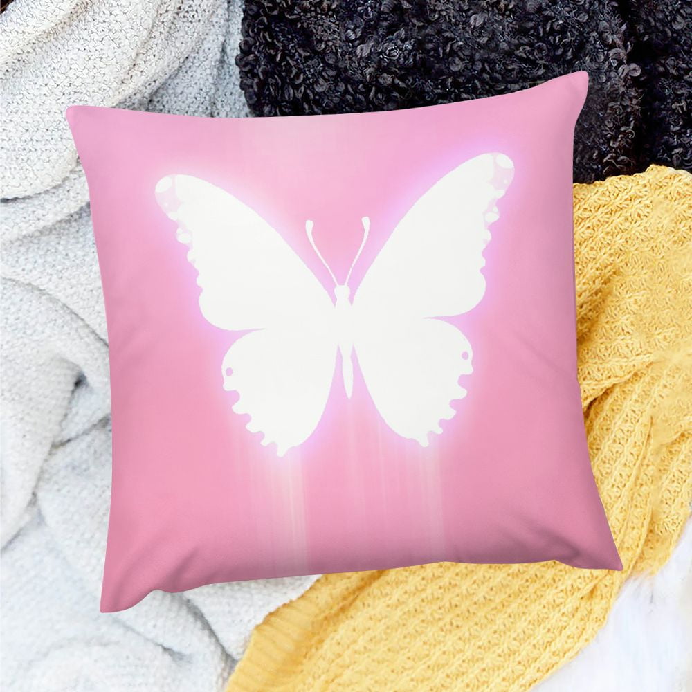 Creowell Butterfly Pink Art Decor Pillow Case for Home Sofa Couch, Set ...